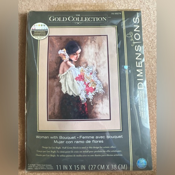 Dimensions | Art | Dimensions The Gold Collection Woman With Bouquet ...